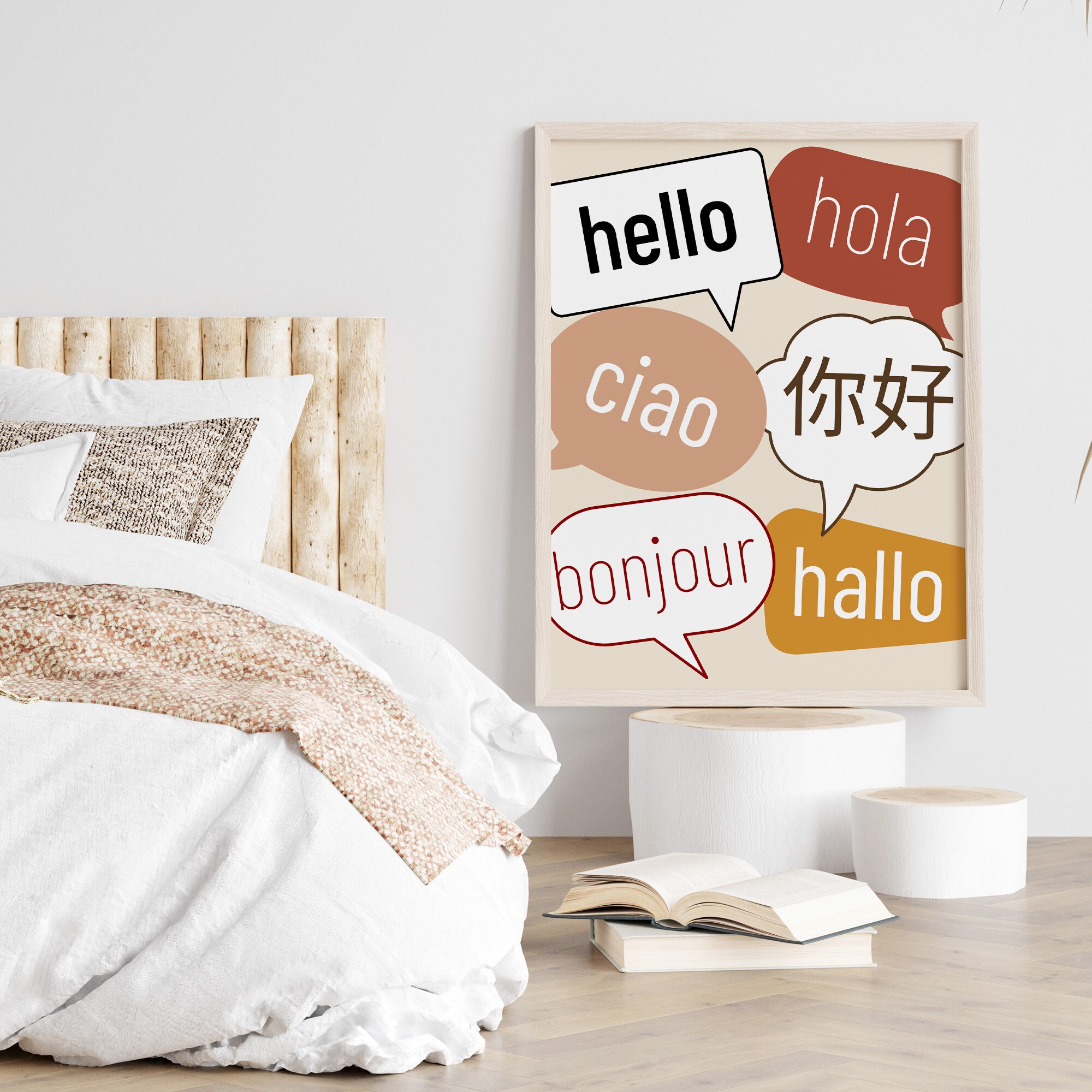 Hello Different Languages, Printable Art, Speech Bubble Hello Bonjour Ciao Hola Hallo, Language ...