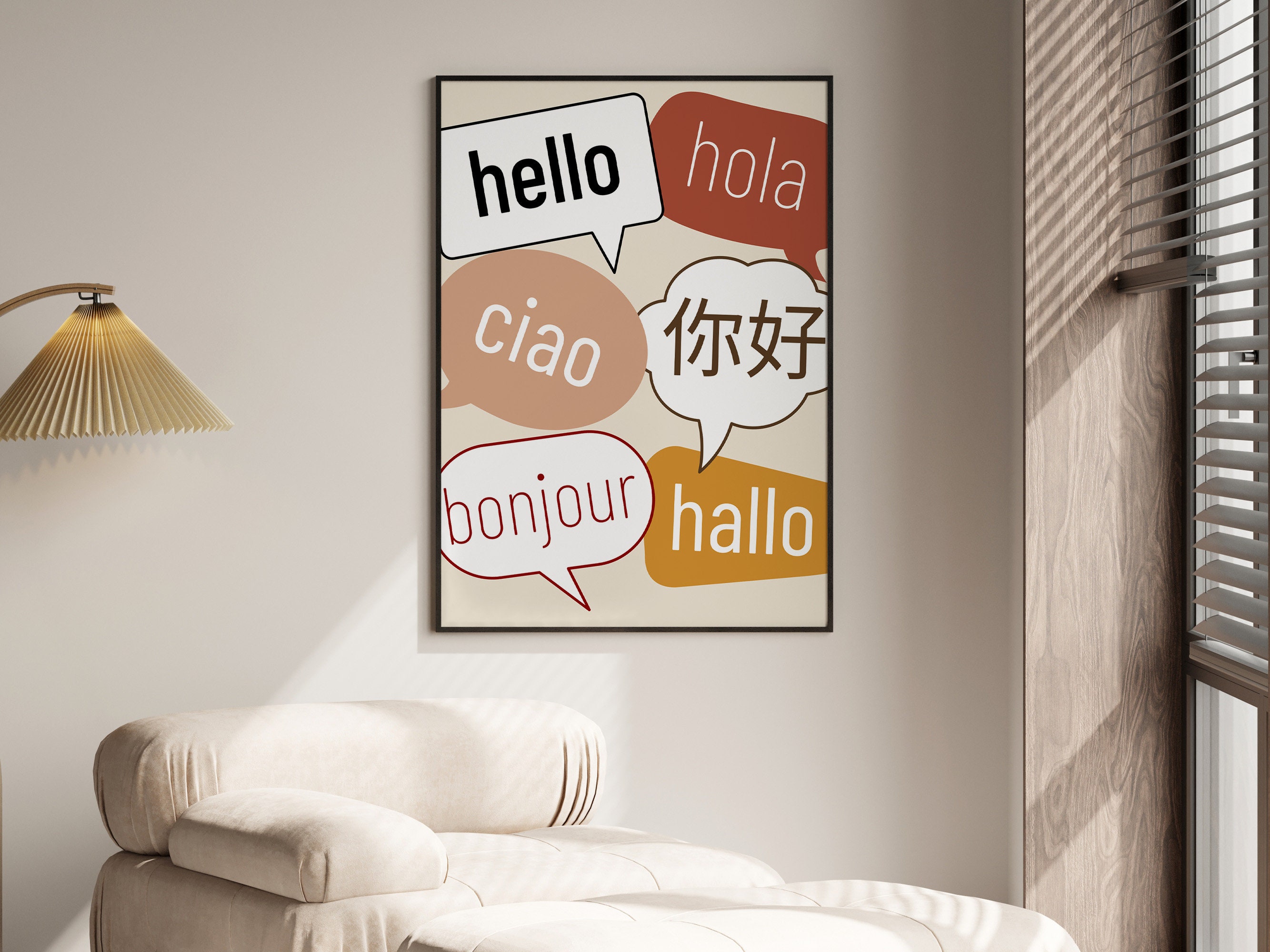 Hello Different Languages, Printable Art, Speech Bubble Hello Bonjour ...