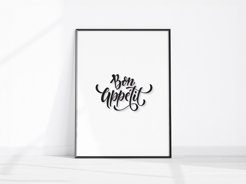 Bon Appetit Sign, Kitchen Printable Wall Art, Kitchen Typography Print ...