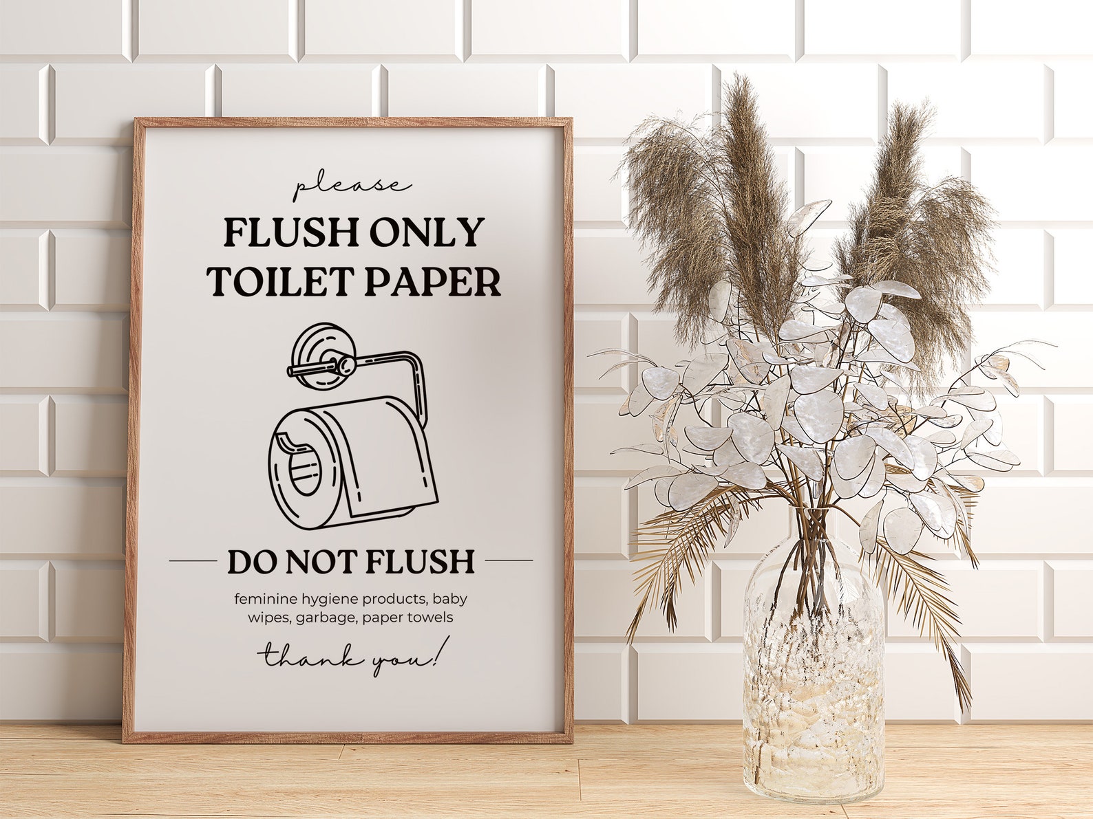 Cute Flush Only Toilet Paper Printable Bathroom Sign, Many Sizes ...