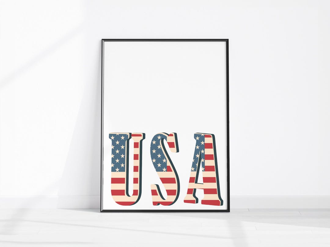 Trendy American Flag Wall Decor, Patriotic Stars and Stripes Typography ...