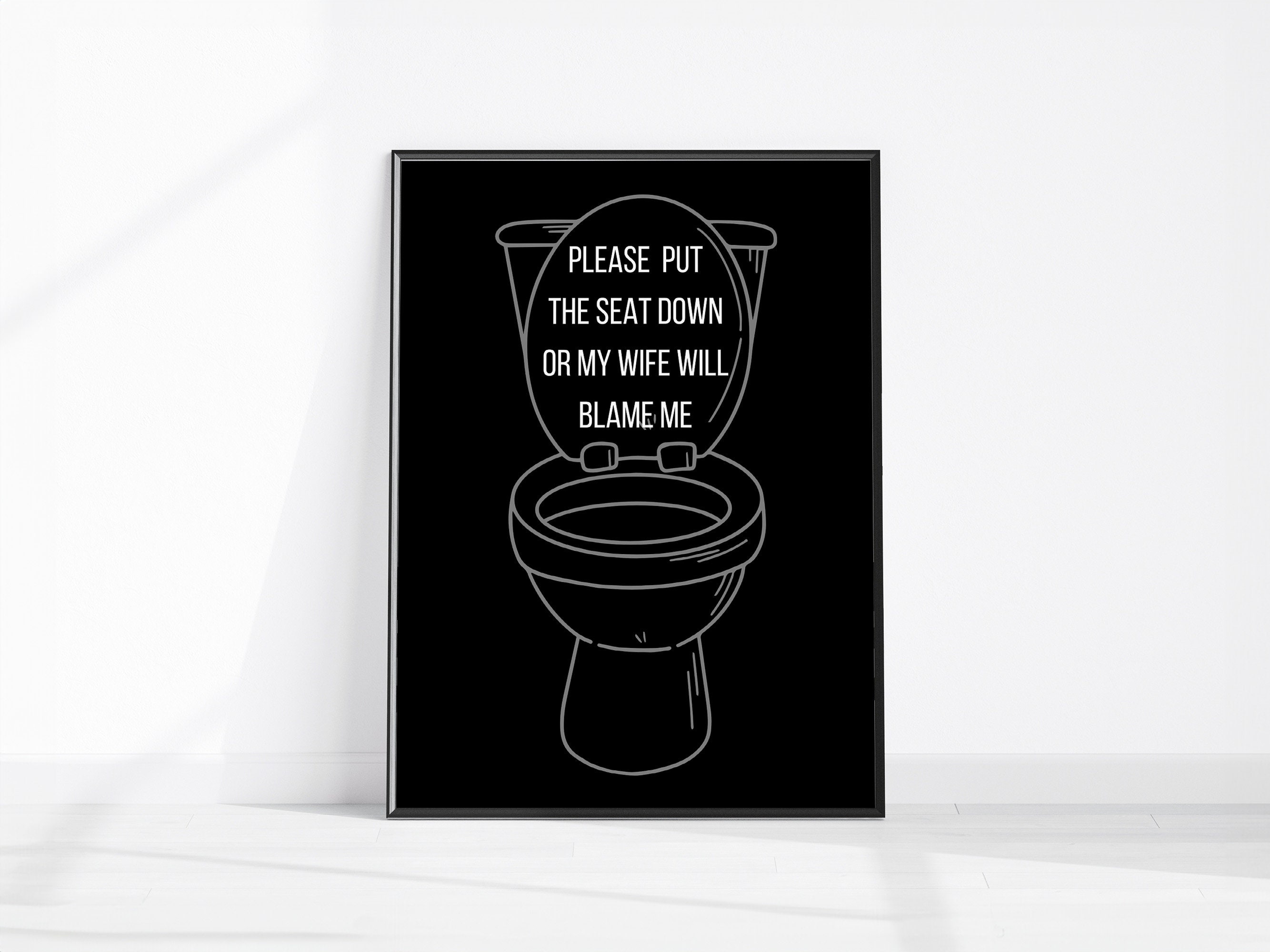 Please Put the Seat Down, Fun Bathroom Décor, Funny Toilet Printable Art, Digital Download ...