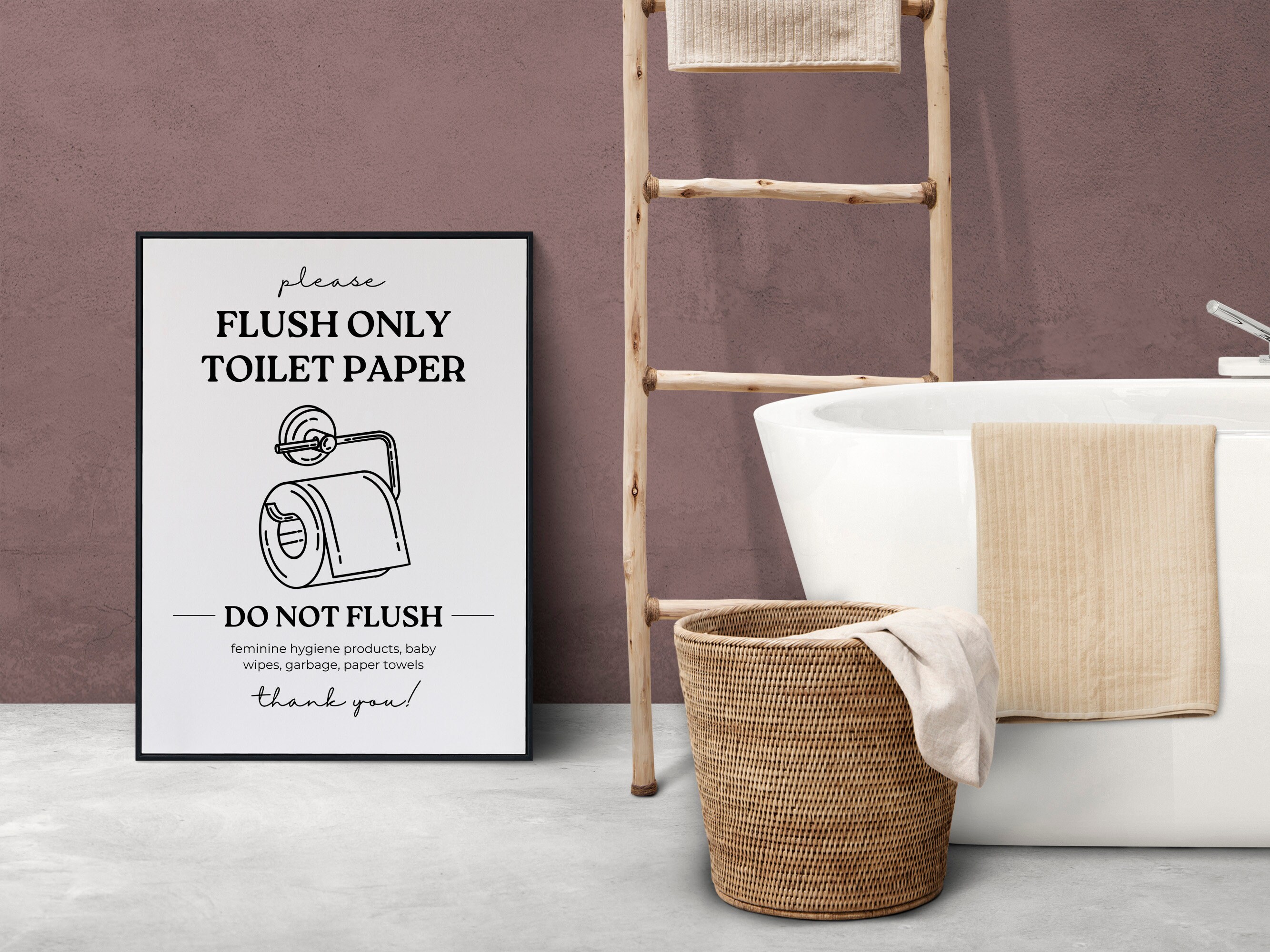 Cute Flush Only Toilet Paper Printable Bathroom Sign, Many Sizes ...