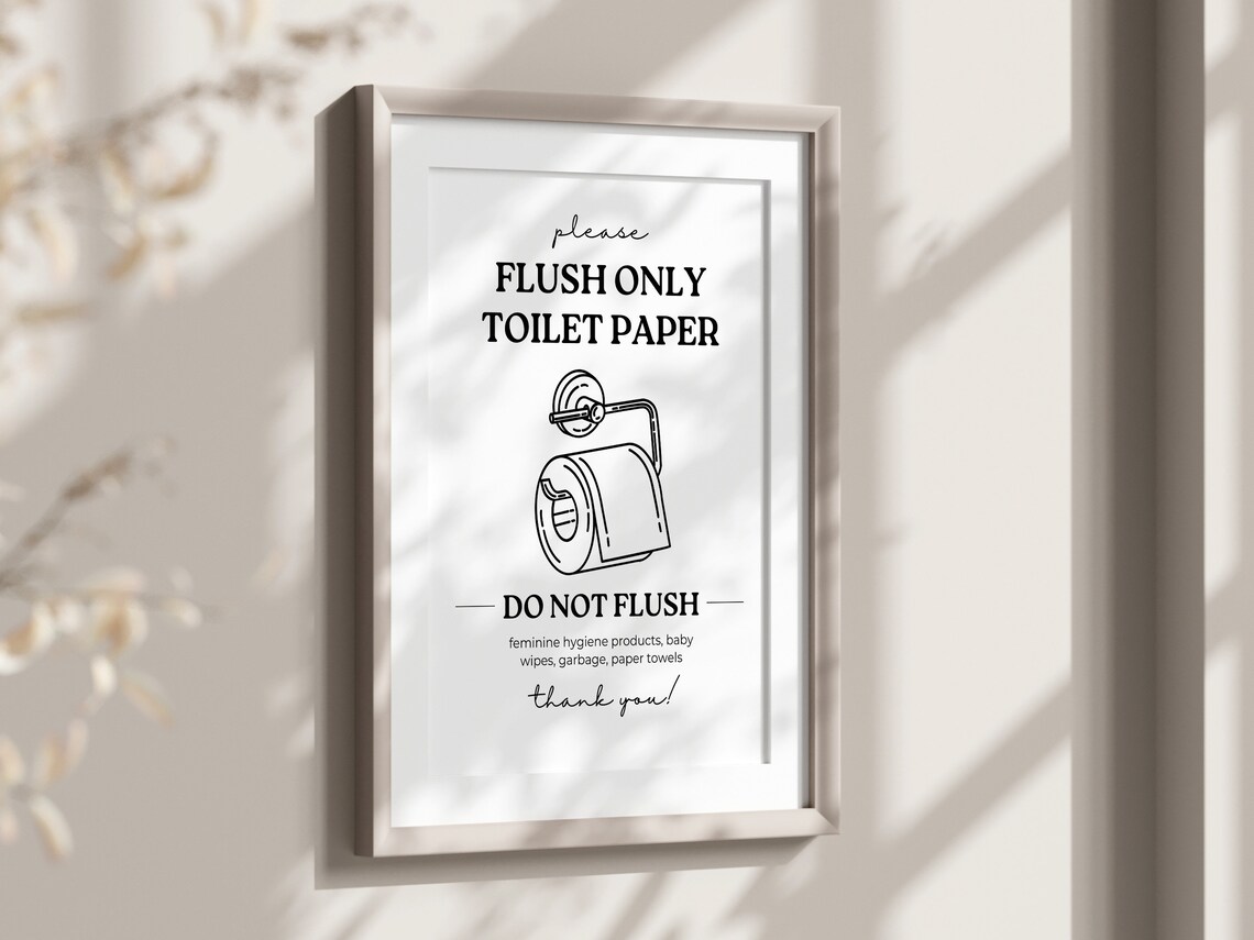 Cute Flush Only Toilet Paper Printable Bathroom Sign, Many Sizes ...