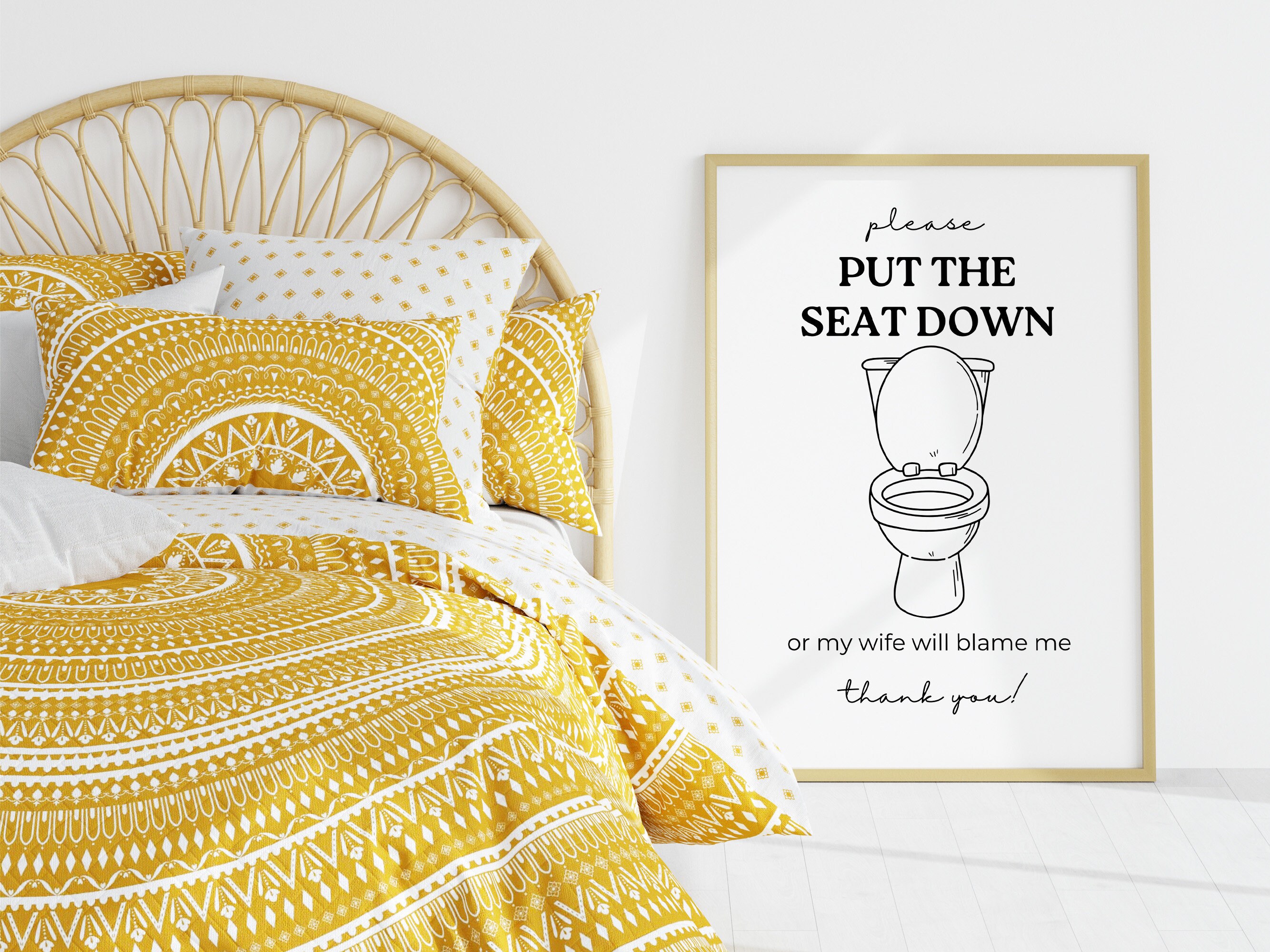 Please Put the Seat Down or My Wife Will Blame Me Funny Bathroom Decor ...