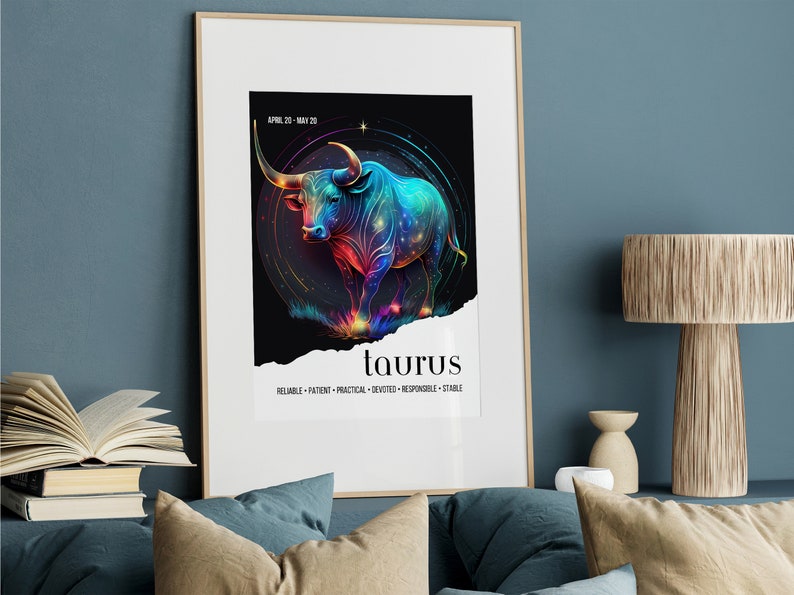 TAURUS Zodiac Print, Taurus Poster Spiritual Decor, Zodiac Printable ...