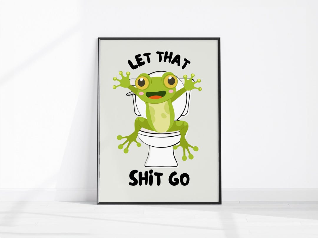Rude Bathroom Print Retro Frog Poster Funny Restroom Printable Wall Art ...