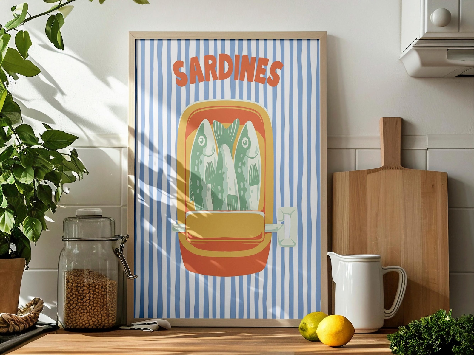 Tinned Sardines Print, Sardines Art Gift, Kitchen Poster, Sardine Tin ...