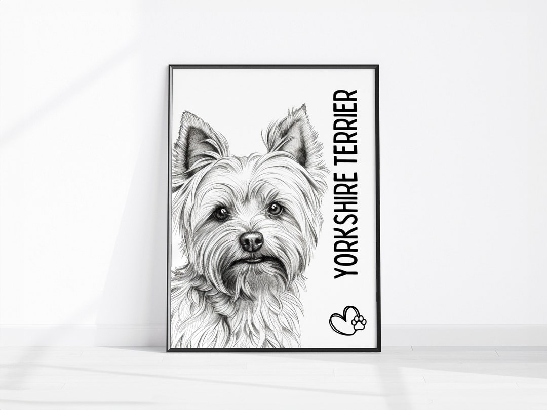 Yorkshire Terrier Wall Art, Printable Yorkie Sketch, Dog Lover Gift ...