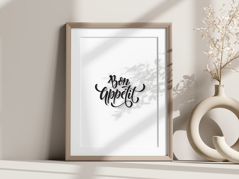 Bon Appetit Sign, Kitchen Printable Wall Art, Kitchen Typography Print ...