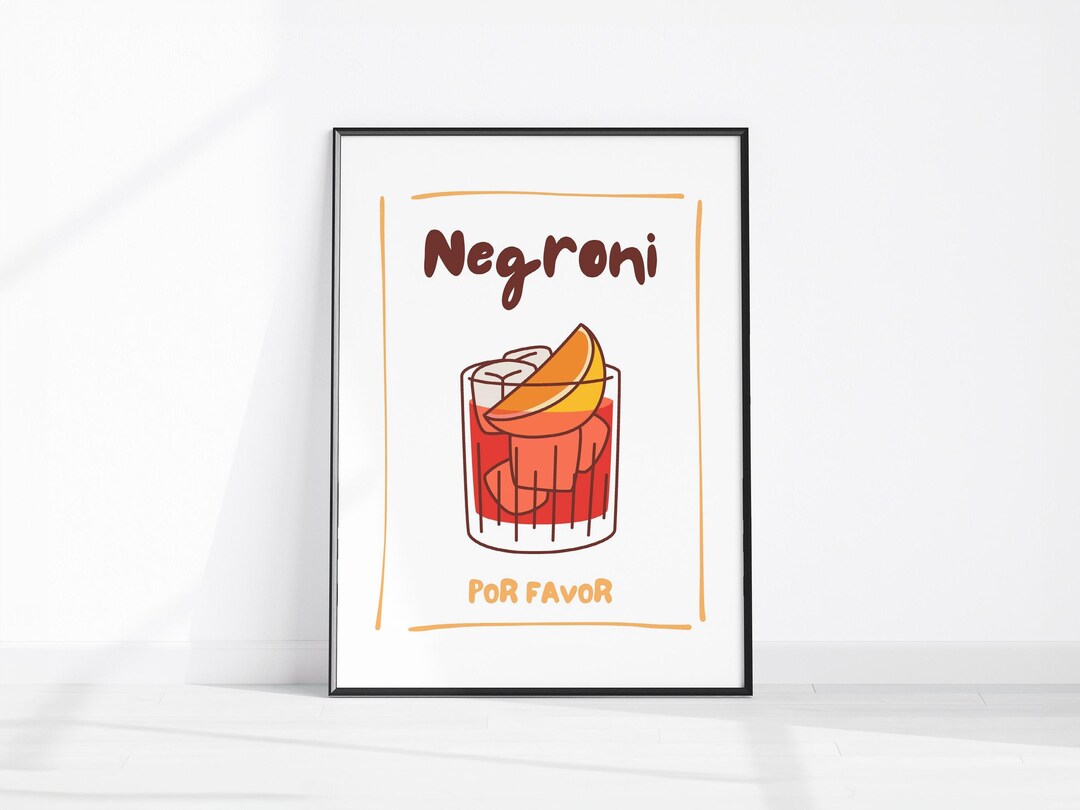 NEGRONI Por Favor Printable Art Bar Art Print Minimalist Cocktail ...