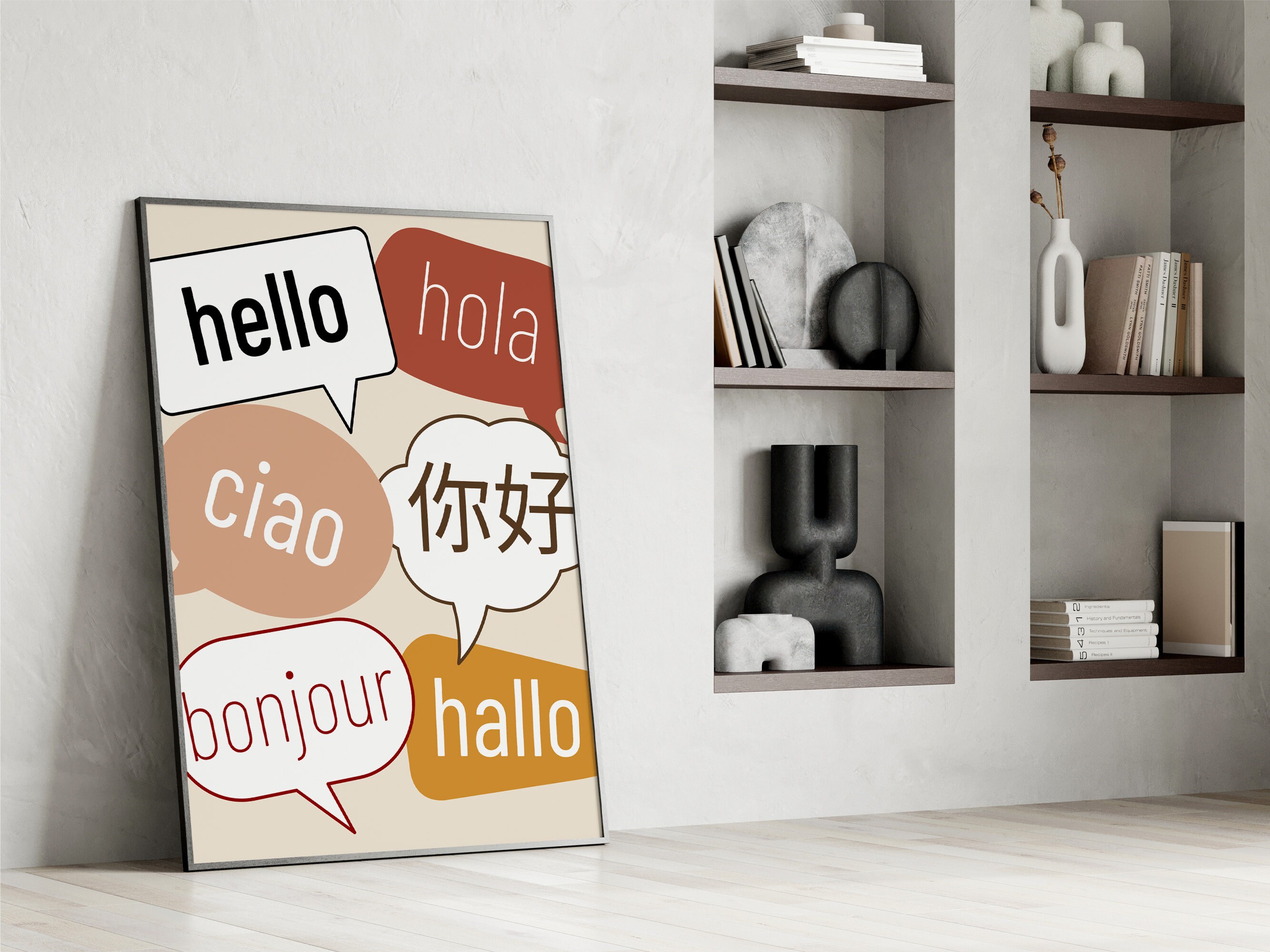 Hello Different Languages, Printable Art, Speech Bubble Hello Bonjour Ciao Hola Hallo, Language ...