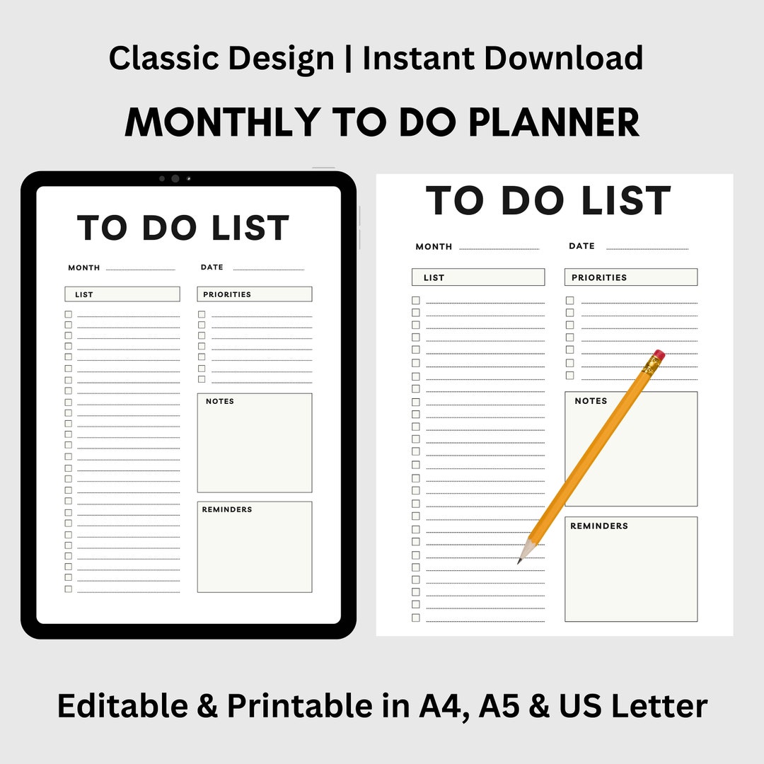 Editable to Do List Template Instant Download Editable PDF Print Option ...