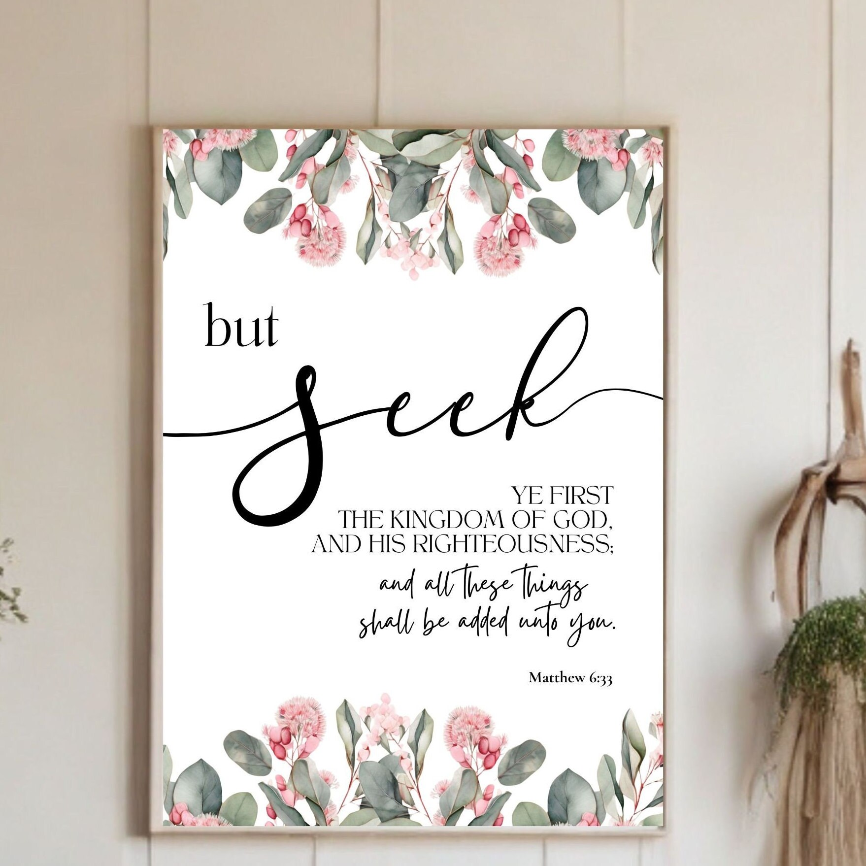 Seek First the Kingdom, Matthew Bible Verse Print, Modern Christian ...