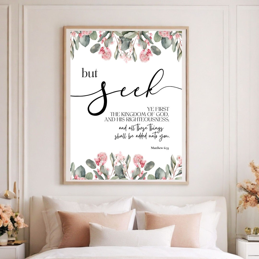 Seek First the Kingdom, Matthew Bible Verse Print, Modern Christian ...