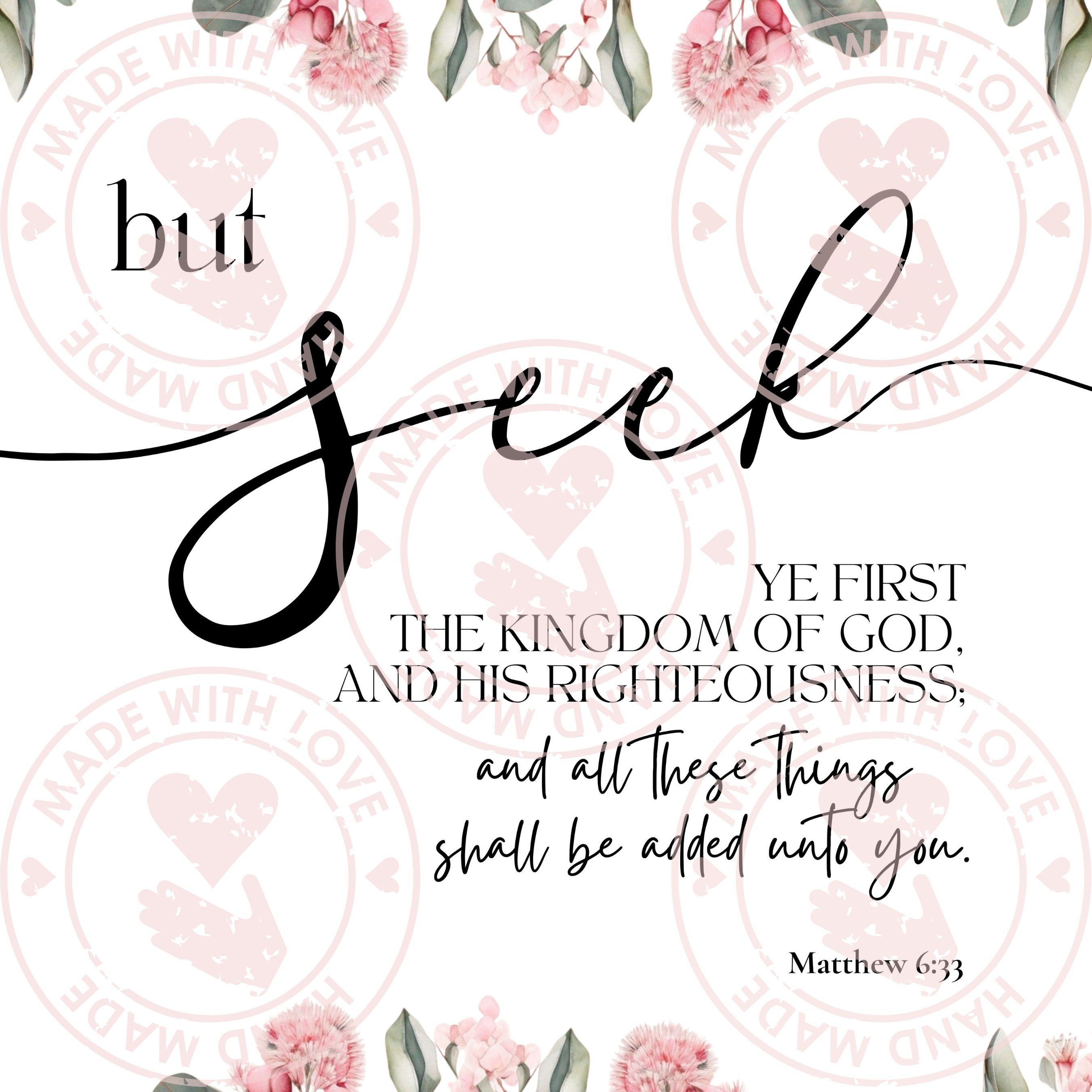 Seek First the Kingdom, Matthew Bible Verse Print, Modern Christian ...