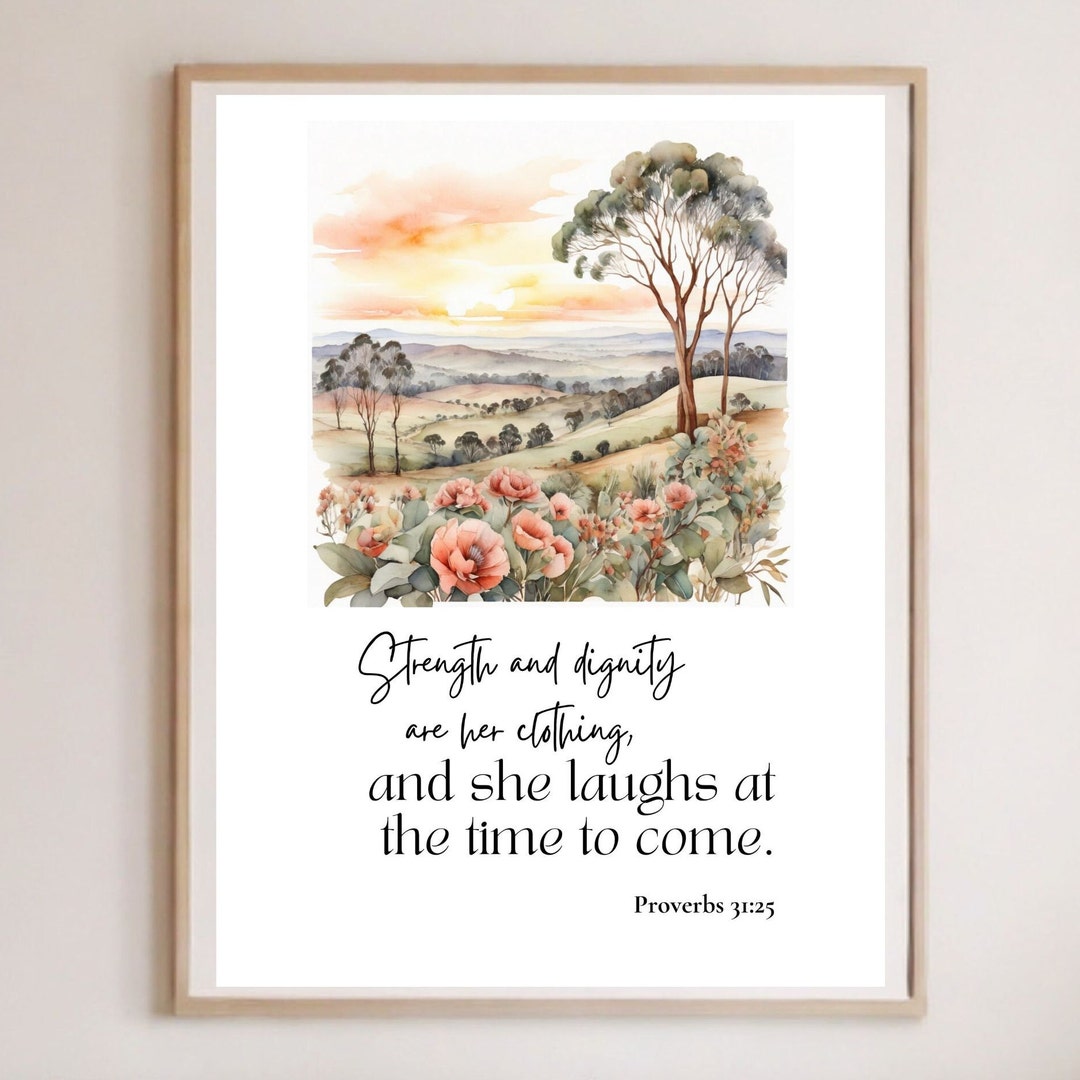 Proverbs 31 Woman, Strength & Dignity, Bible Verse Print, Christian ...