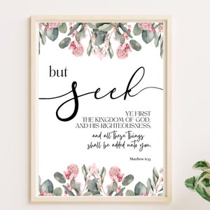 Seek First the Kingdom, Matthew Bible Verse Print, Modern Christian ...