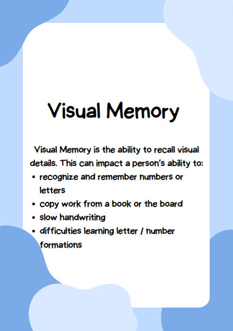 Visual Perception Workbook: Visual Memory - Etsy