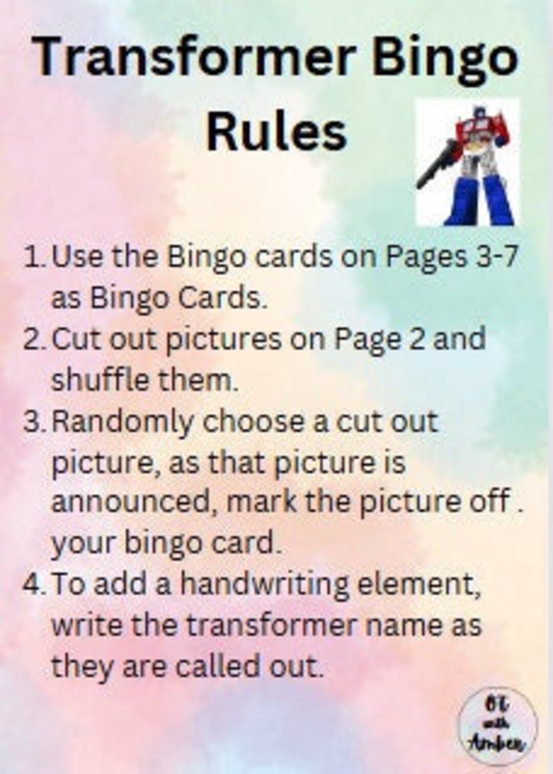 Handwriting Activity: Transformer Bingo - Etsy