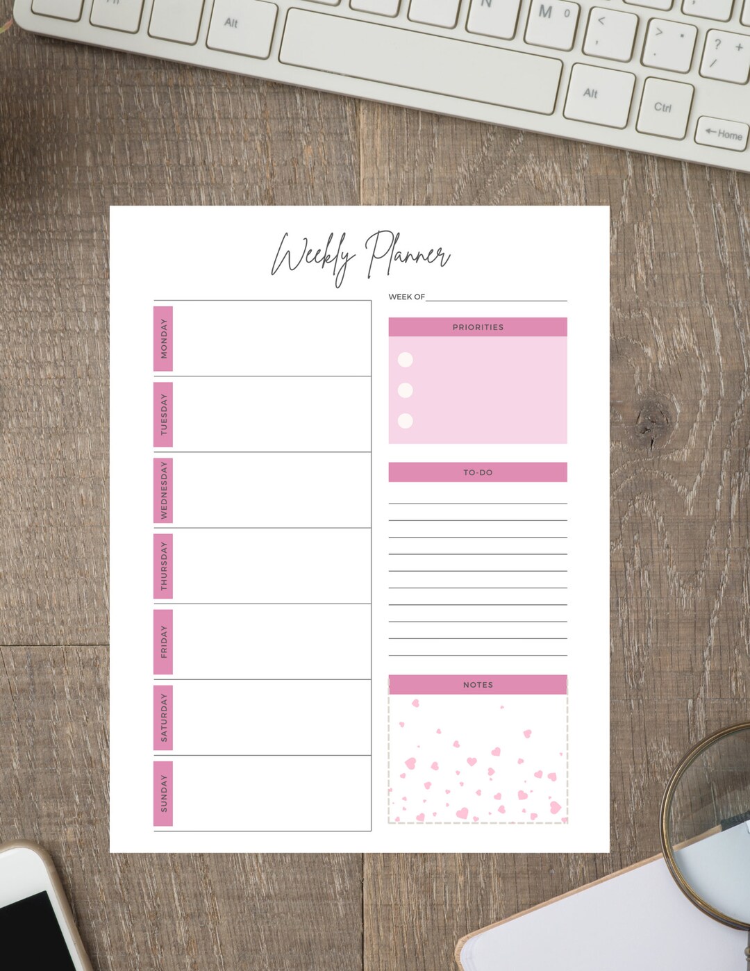 Printable Weekly Planner, Valentine's Day, to Do List, Minimalist ...
