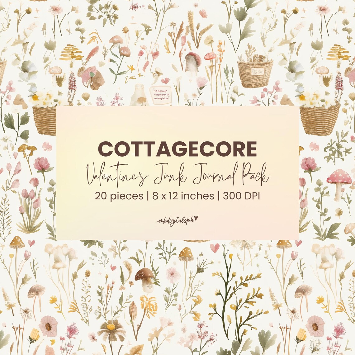 Junk Journal Cottagecore Scrapbook Kit Printable Ephemera Digital Paper ...