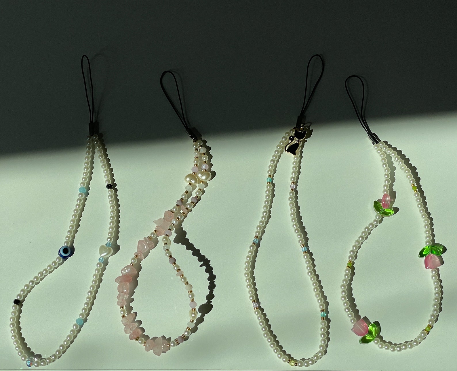 Phone Charm Wristlet With Gemstones and Beads, Keychain Lanyard, Cute ...