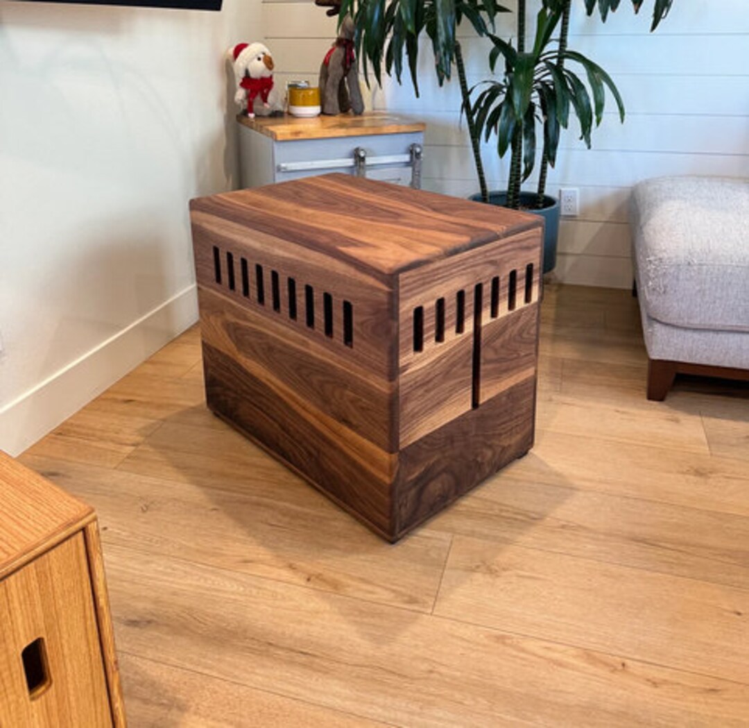 Modern Cat Crate With Sliding Door in Solid Wood and Handmade - Etsy