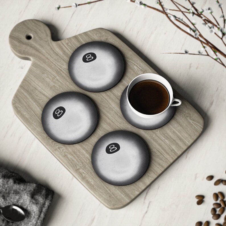 8 Ball Coasters Faded Vintage Design Personalized Gift Home Decor ...