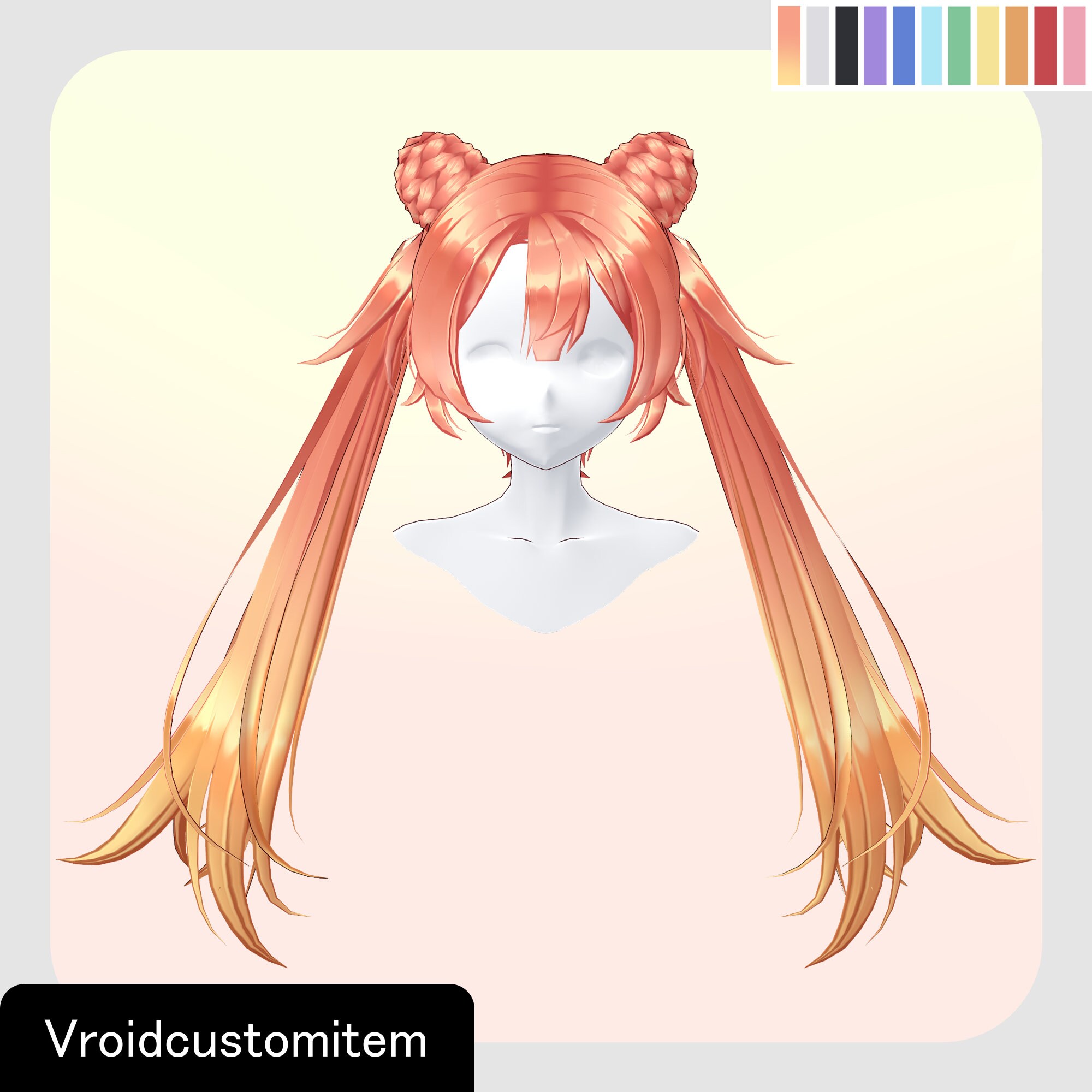 Vroidstudio: Twin Tails With Buns 11 Colors Included - Etsy