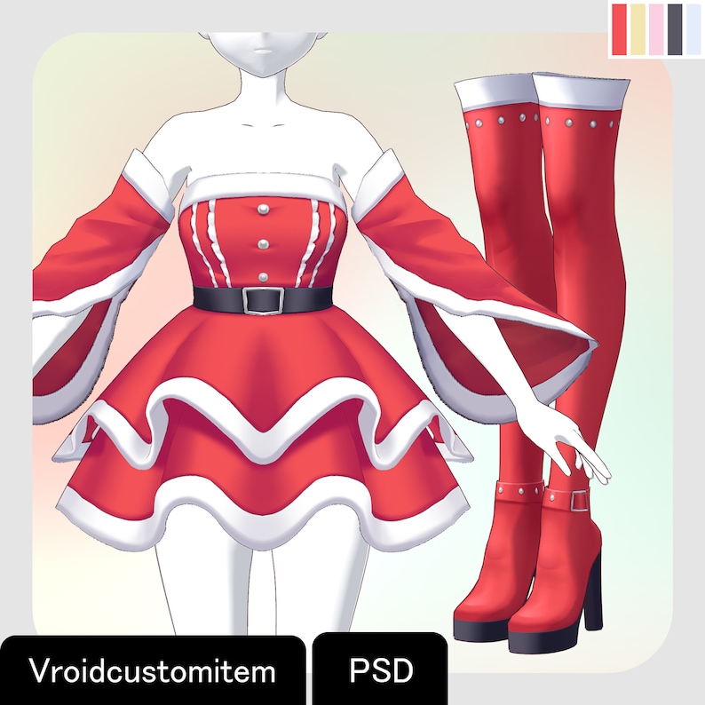 Vroidstudio: Fashionable Santa Clothing Set (5 Colors and PSD Files Included) - Etsy