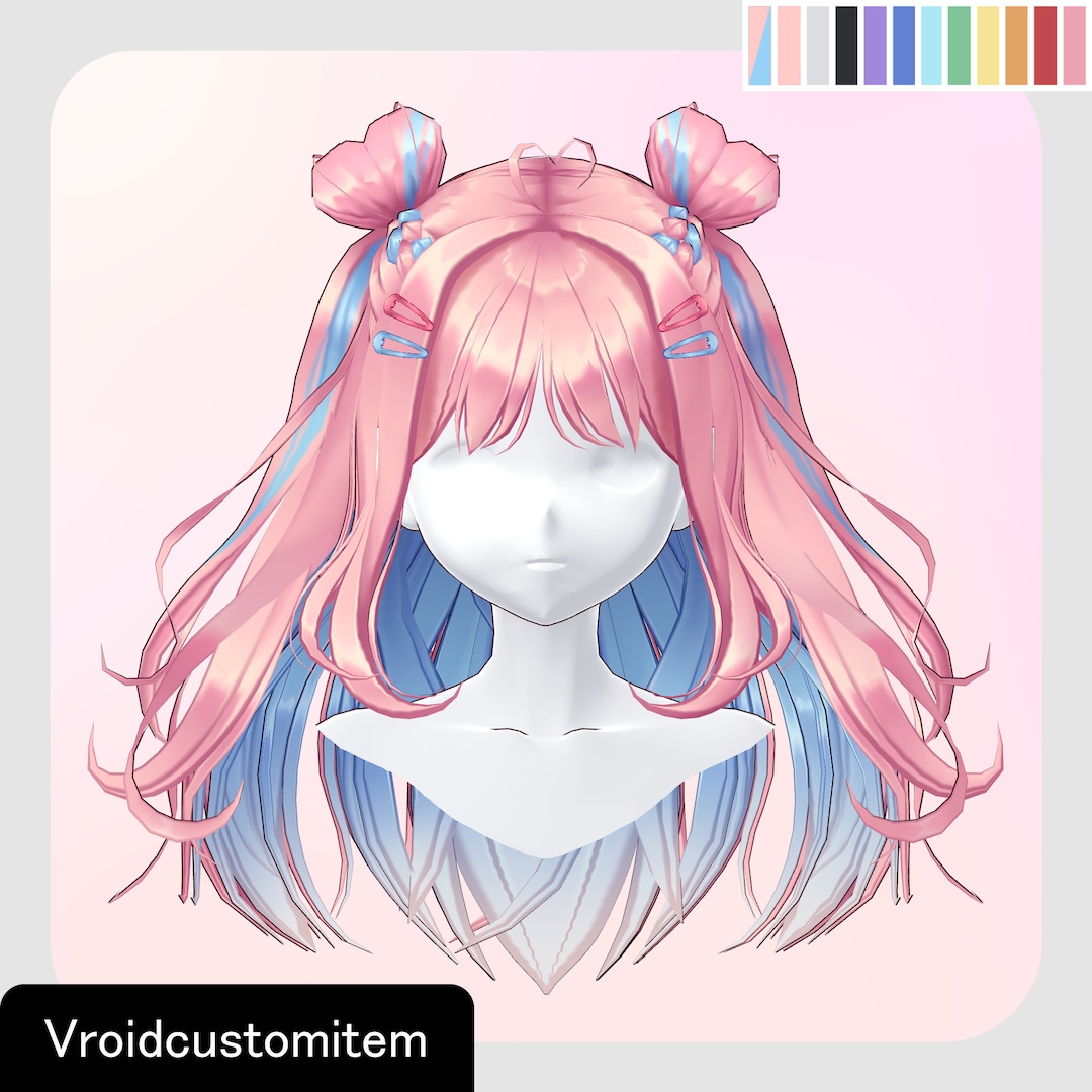 Vroidstudio: Lovely Heart Buns (12 Colors Included) - Etsy