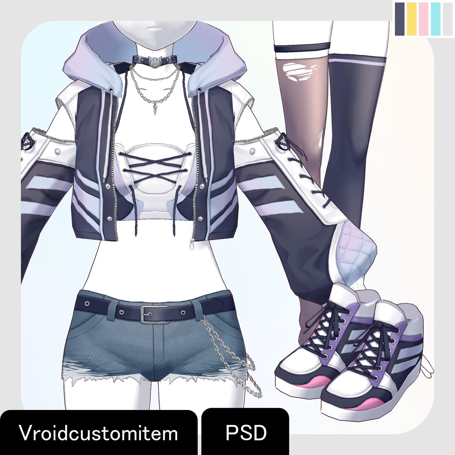 Vroidstudio: Leader of the Rebels Clothing Set (5 Colors and PSD Files ...
