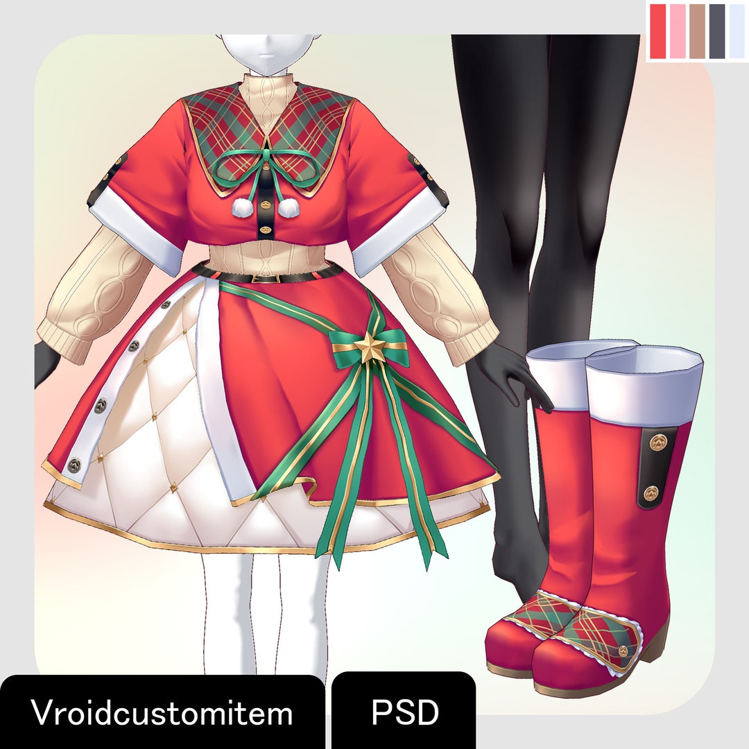 Vroidstudio: Fox's Winter Celebration Clothing Set (5 Colors and PSD ...