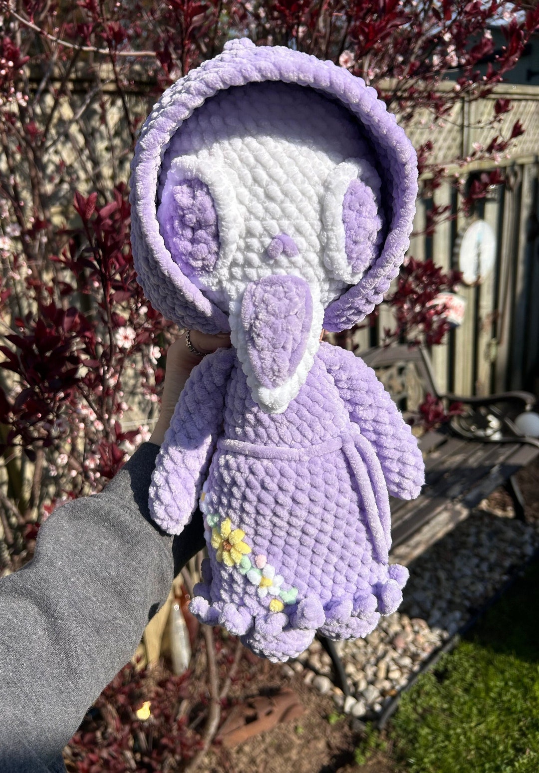 Crochet Demon Mask Slasher With Embroidered Flower Detail Stuffed Plush ...