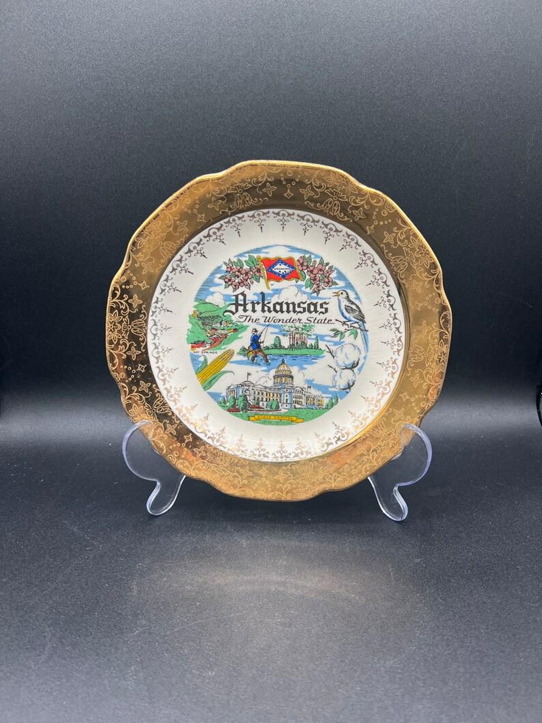Vintage State Plate Arkansas the Wonder State Collectible Decor Sabin ...