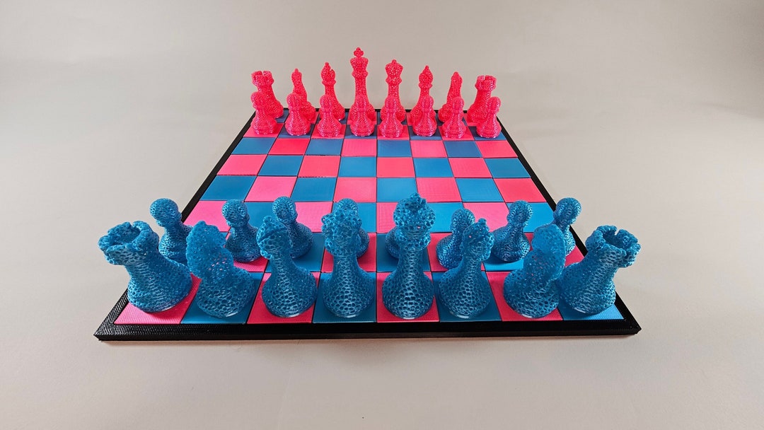 Handmade 3D Printed Chess Set - Voronoi Style Pieces - Customizable ...