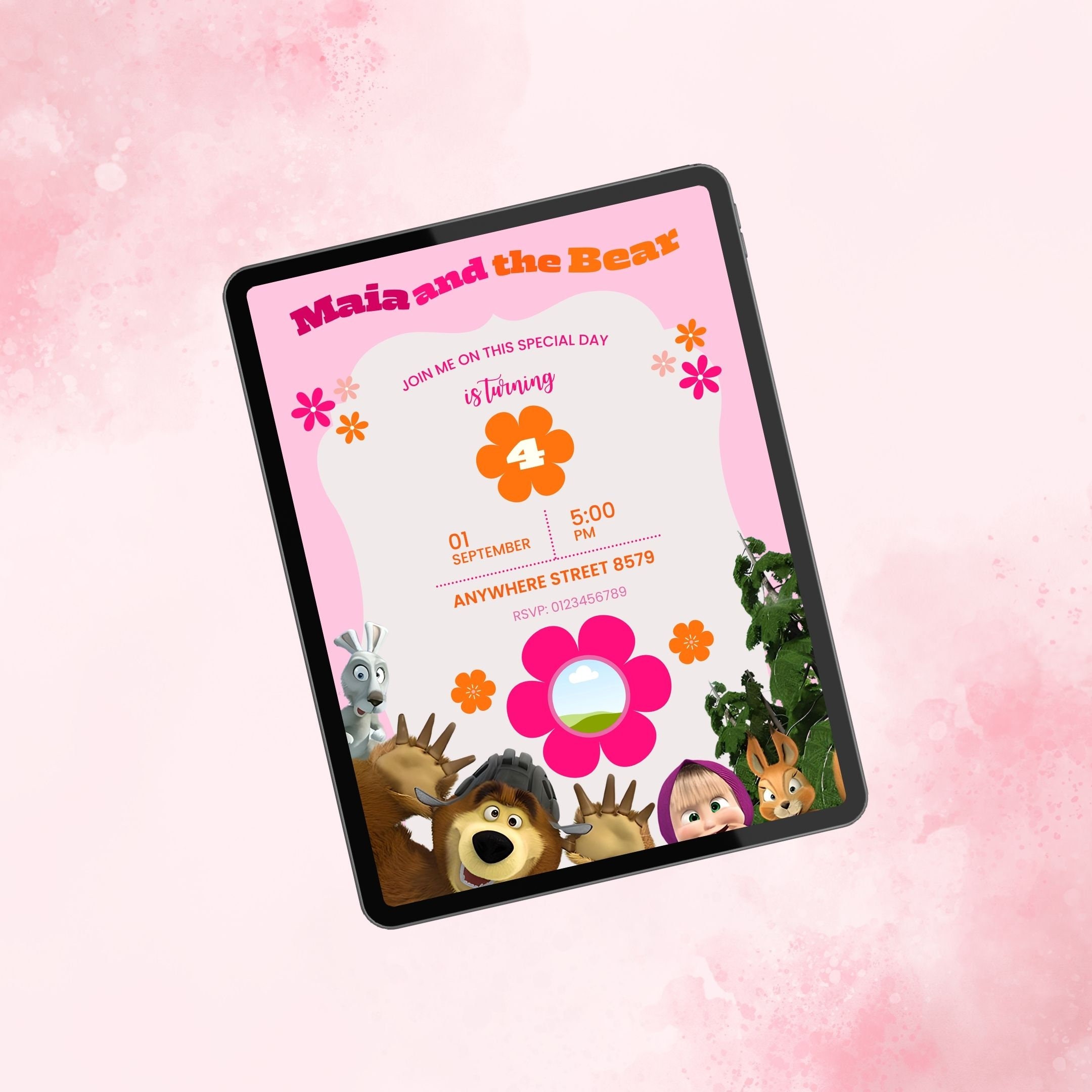Masha and the Bear Invitation - Birthday Invitation Template - Masha ...