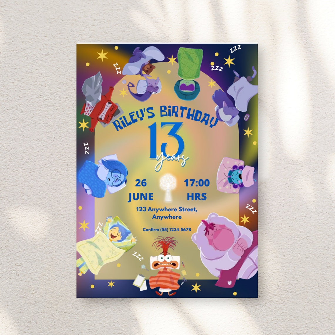 Inside Out 2 Invitation,digital Invitation, Inside Out Canva - Etsy