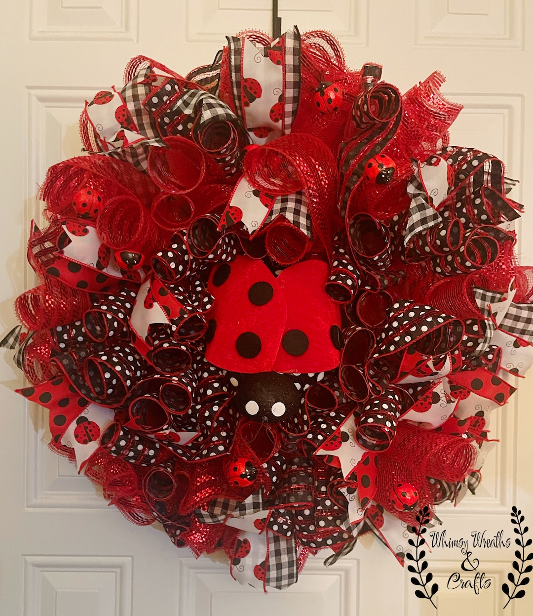 Ladybug Deco Mesh Door Wreath With Center Ladybug - Etsy