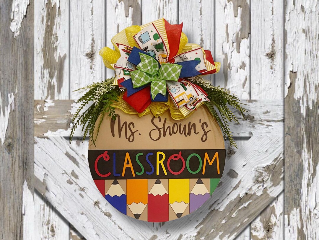 Personalized Classroom Sign Teacher Door Hanger Teacher Gift Idea Back ...