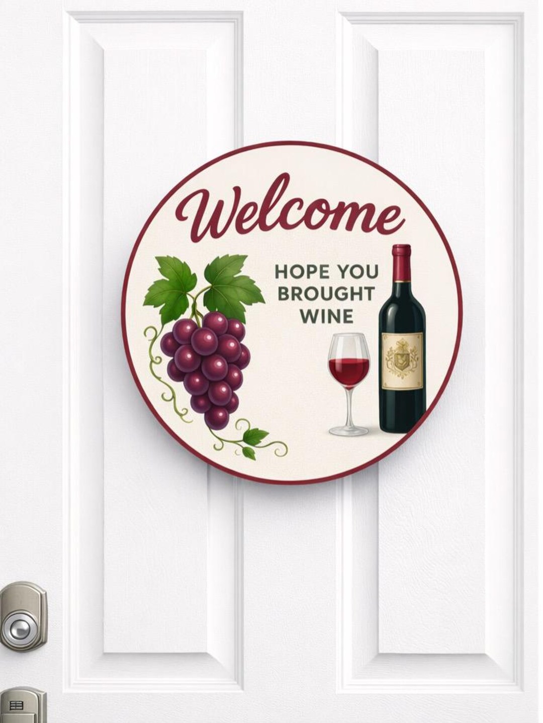 Wreath Sign ~ Welcome Wine Grapes Sign ~ Round Wreath Focal Sign ...