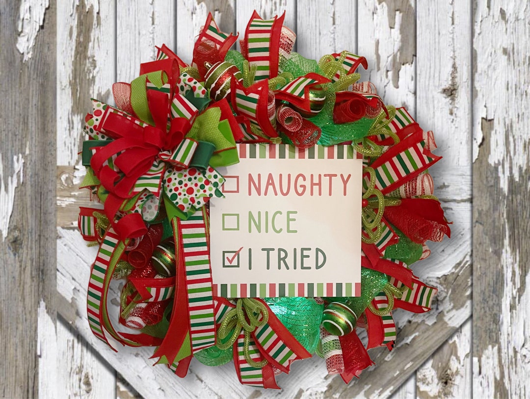 Funny Christmas Wreath Holiday Door Decor Christmas Humor Wreath ...