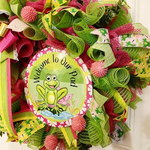 Frog Wreath for Front Door, Summer Porch Decor, Whimsical Welcome ...