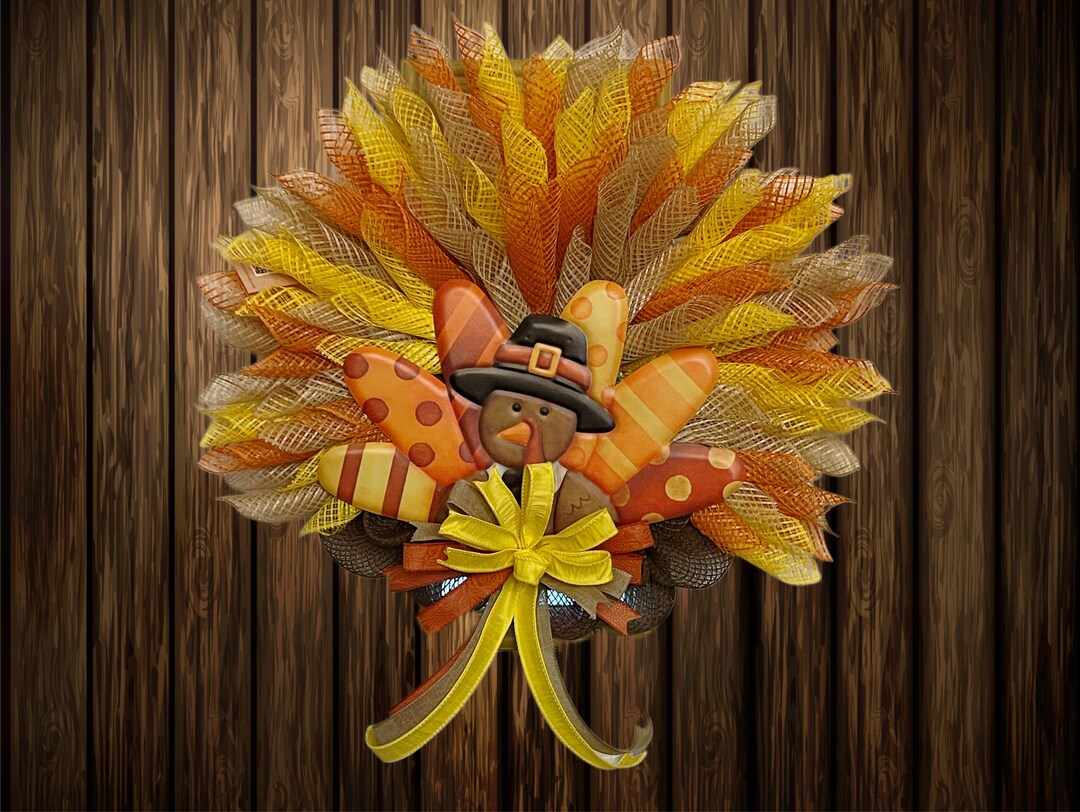 Thanksgiving Turkey Wreath ~ Fall Wreath Home Decor ~ Low Profile ...