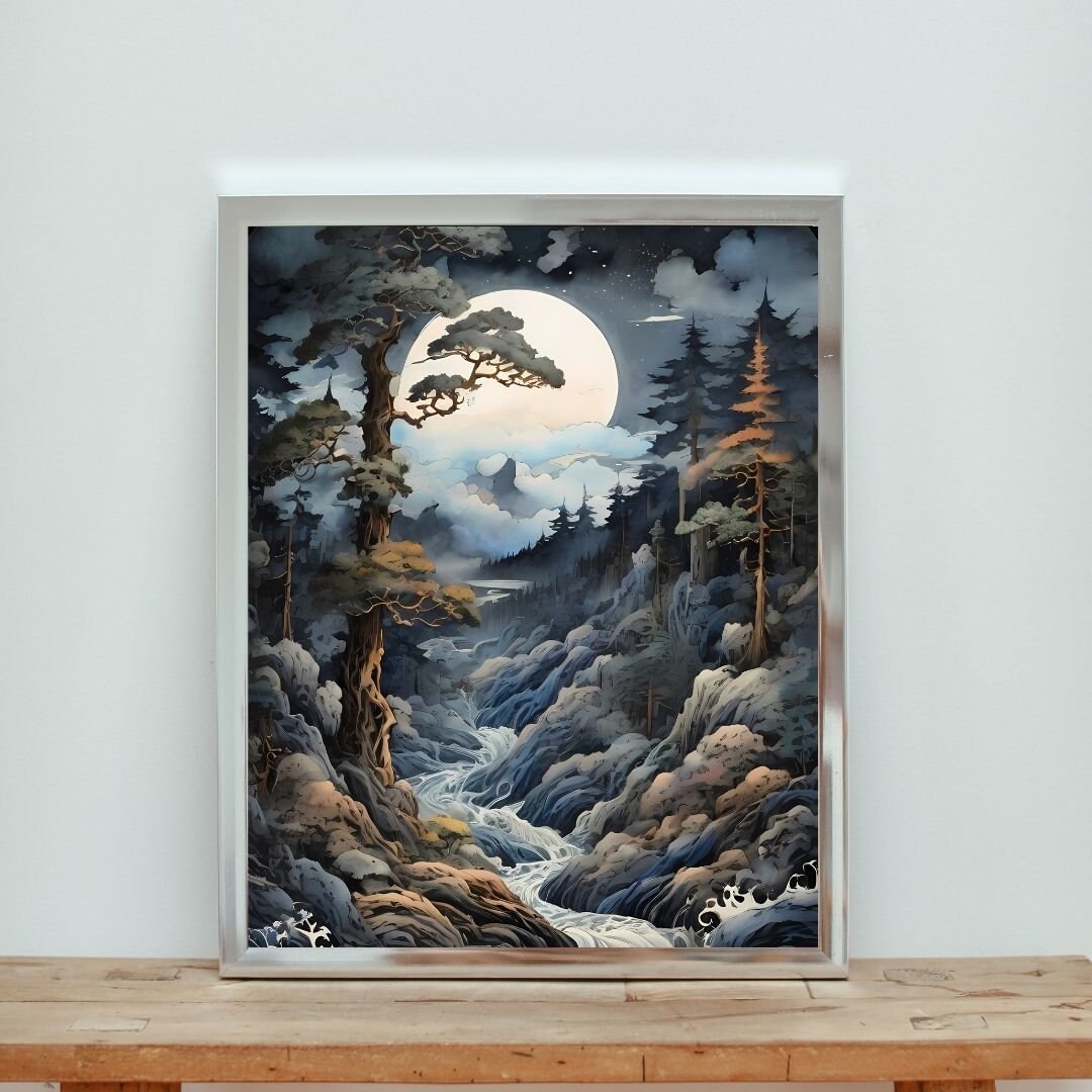 Very Dense Taiga Coniferous Forest, Wall Art, Watercolor, Ink, Acrylic ...