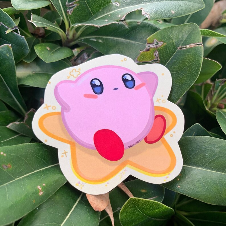 Kirby Star | Vinyl Sticker | Glossy & Holographic |cute Kawaii Puff ...