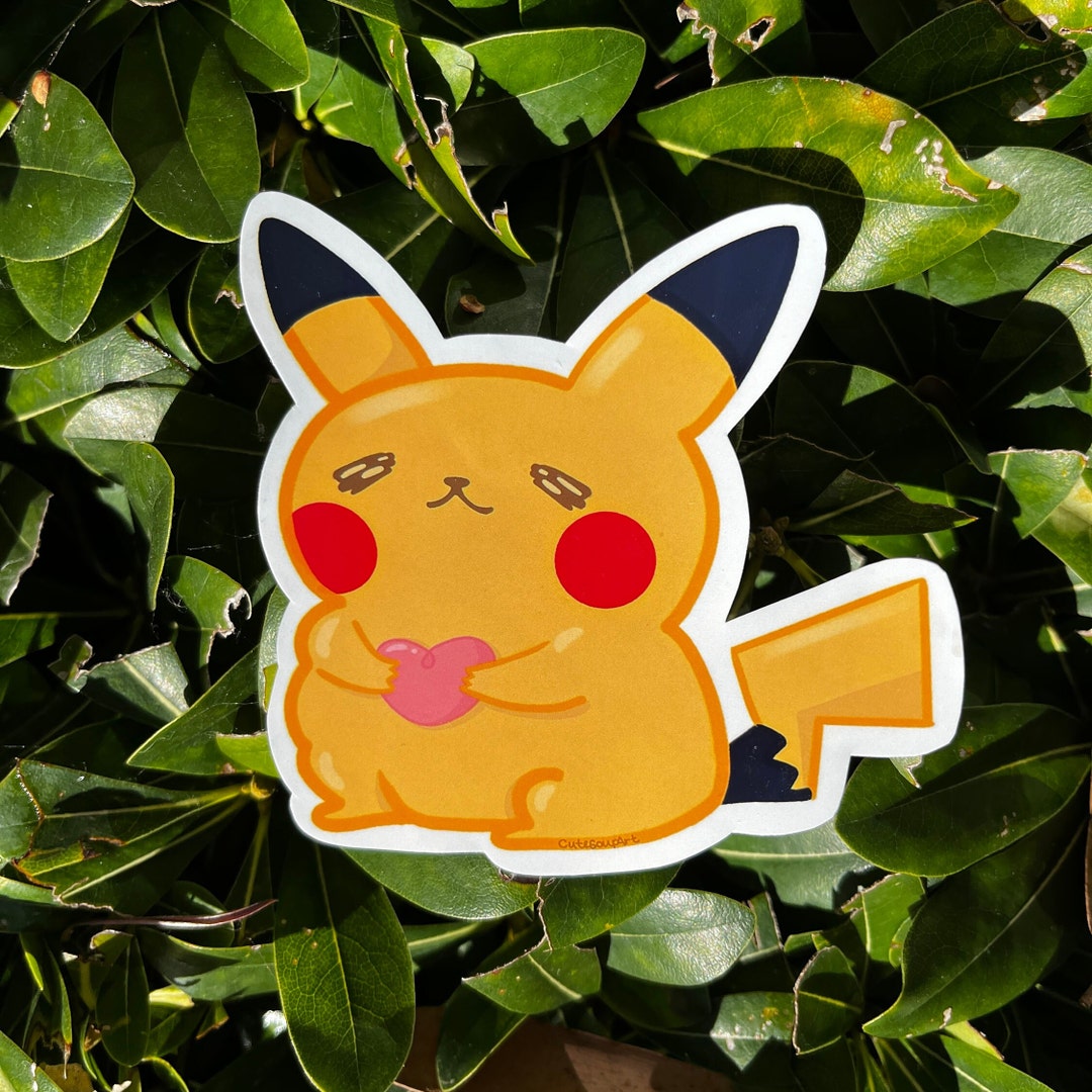 Cute Pikachu Heart Sticker | Glossy Vinyl Sticker | Cute Kawaii Pokemon ...