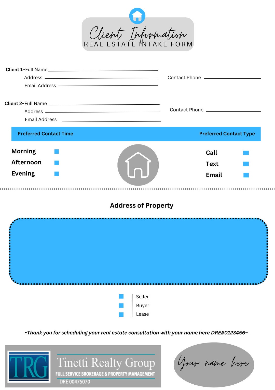 Client Intake Form, Real Estate, Notes, Stationary, Personalized Daily ...