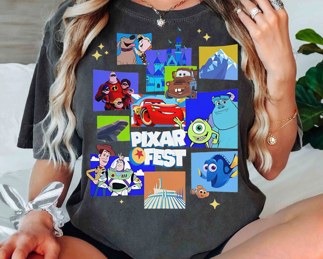 Retro Disney Pixar Fest 2025 Shirt, Disney Pixar Characters Group T ...